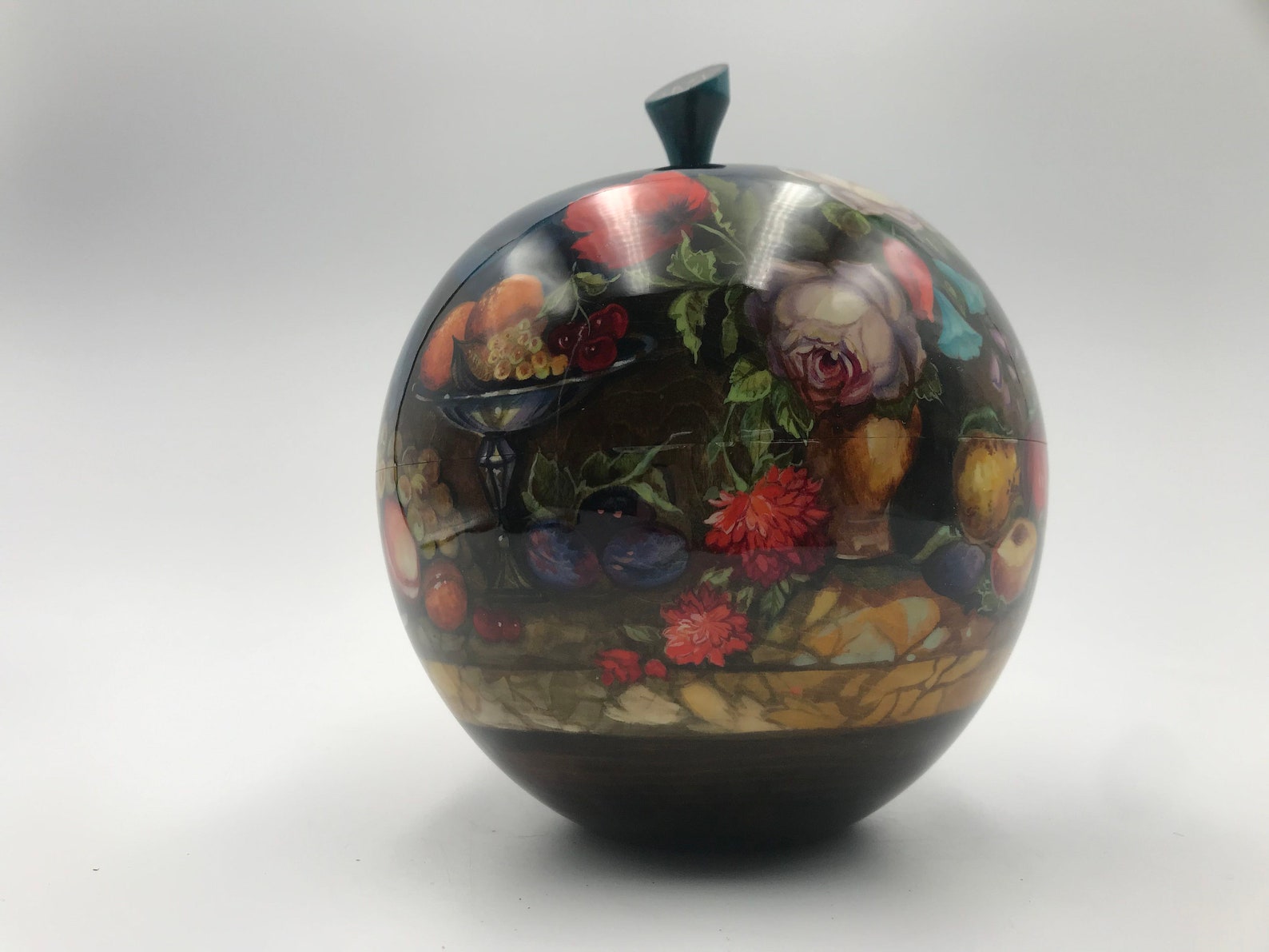 Apple Lacquer Box, Art Deco, Wooden Box for Jewelry, 6" Height, Unique ...