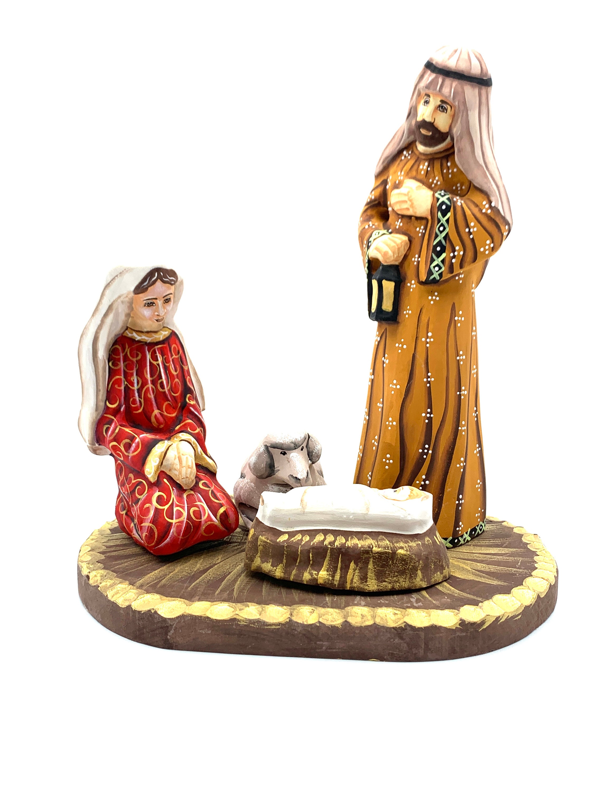 MADE IN UKRAINE ! Wooden Nativity Set Scene Holy Family 9.8” Height ...