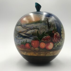 Apple Lacquer Box, Art Deco, Wooden Box for Jewelry, 6 Height, Unique ...