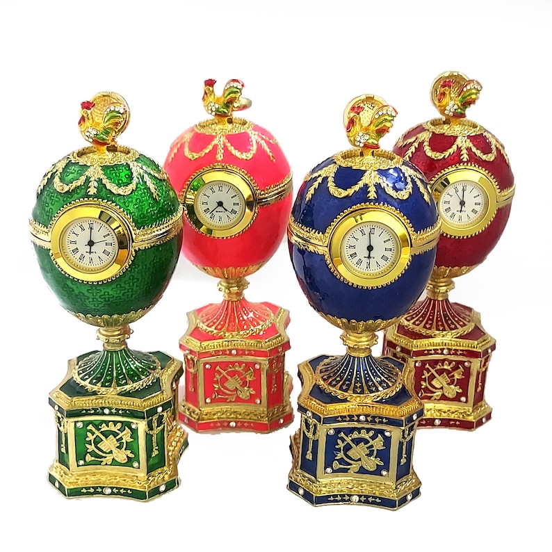 Ukrainian Faberge Style Red Easter Egg With Clock 5.9" (15 Cm) Height ...