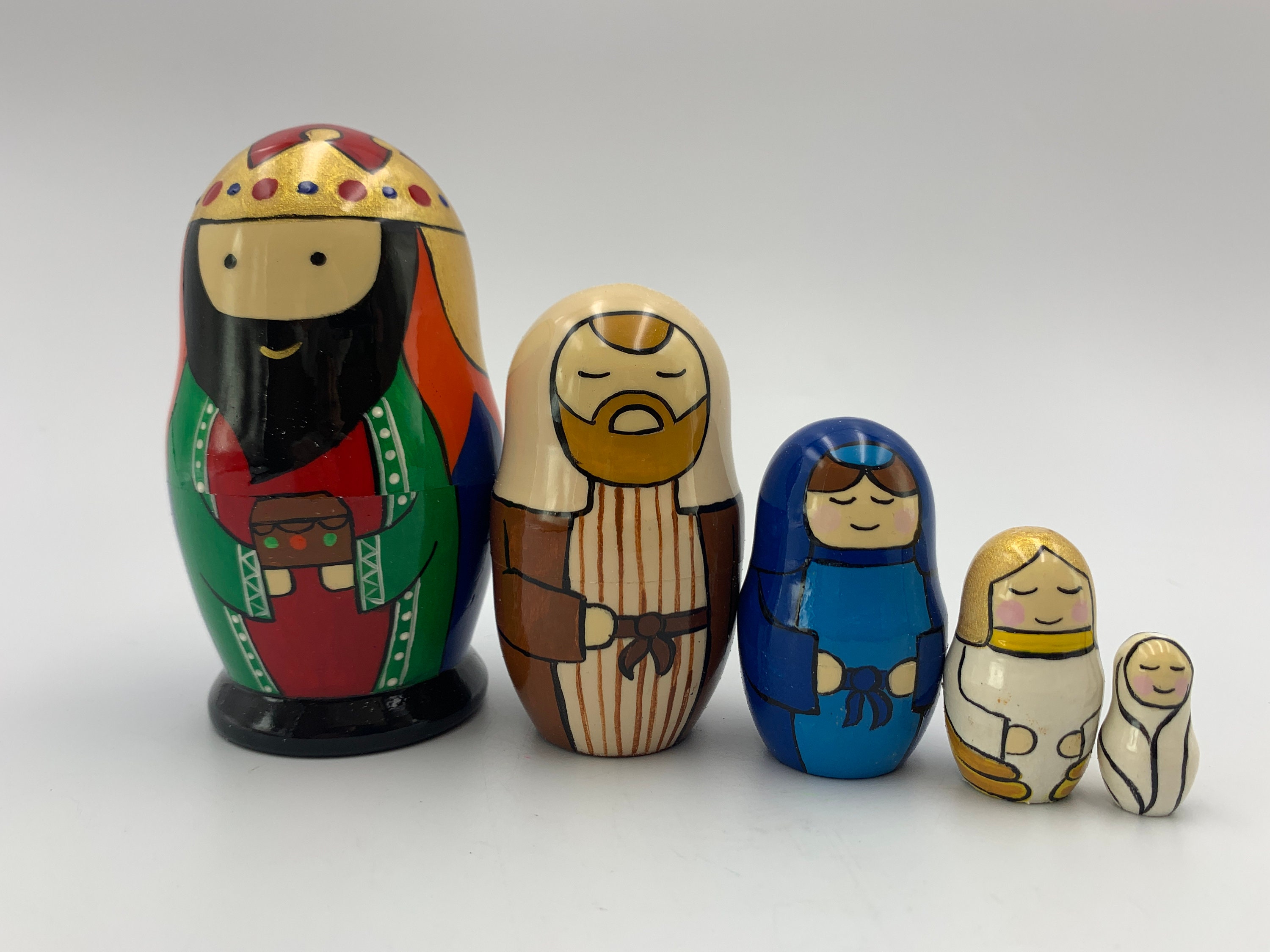 MADE IN UKRAINE Nativity Nesting Doll 4.7 5pcs Wooden | Etsy
