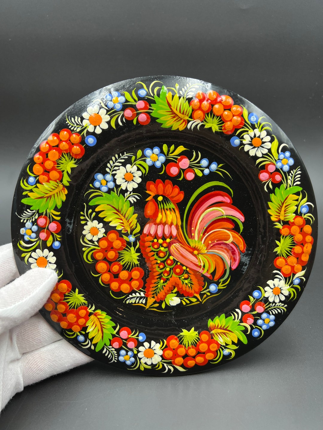 MADE IN UKRAINE Petrykivka Wooden Plate / Ukrainian Flower Painted ...