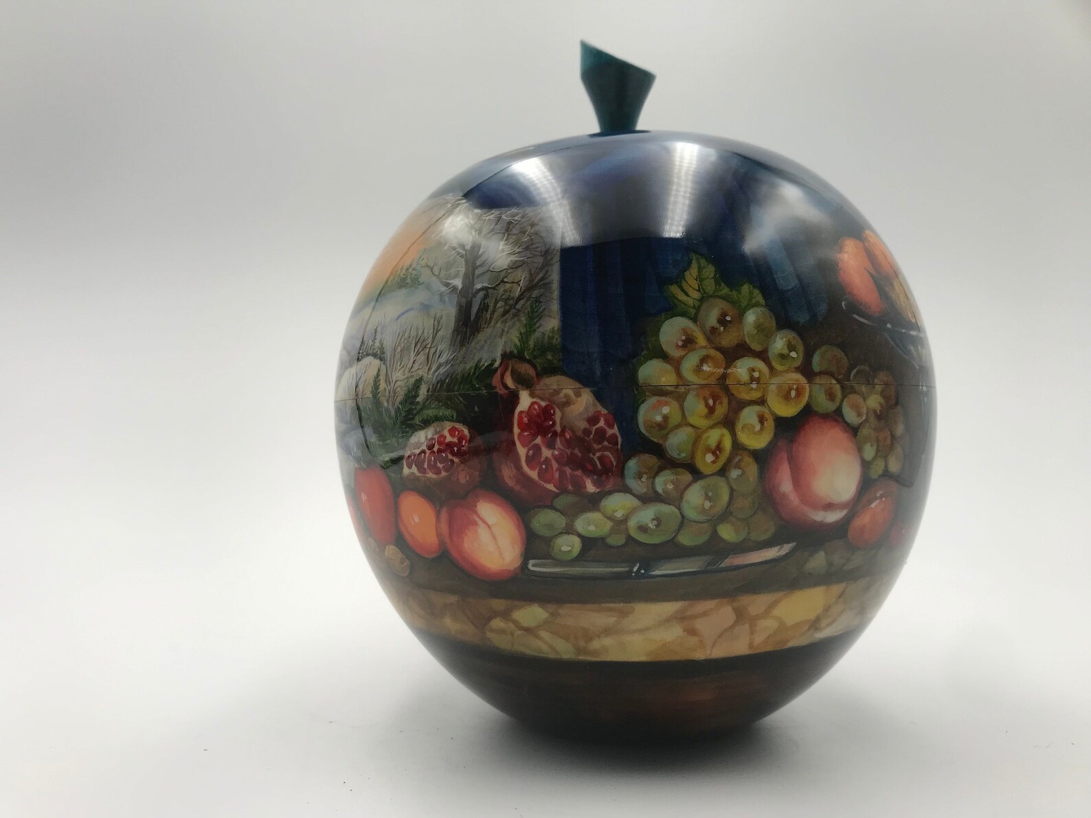Apple Lacquer Box, Art Deco, Wooden Box for Jewelry, 6" Height, Unique ...