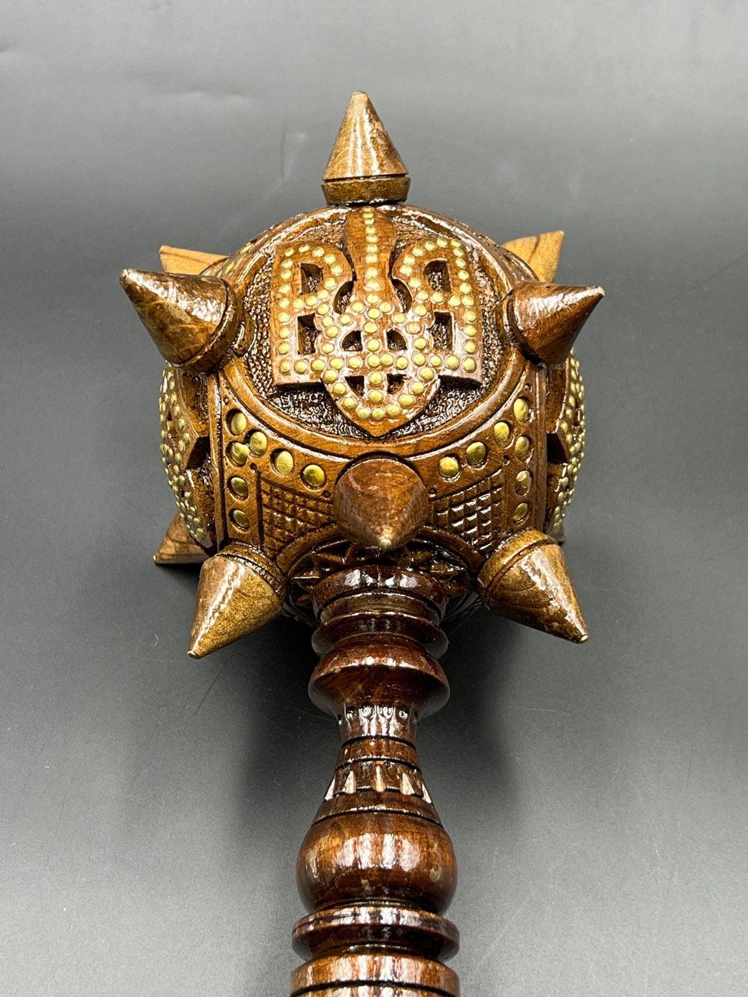 MADE IN UKRAINE Carved Souvenir Mace / Ukrainian Trident Carved Mace ...