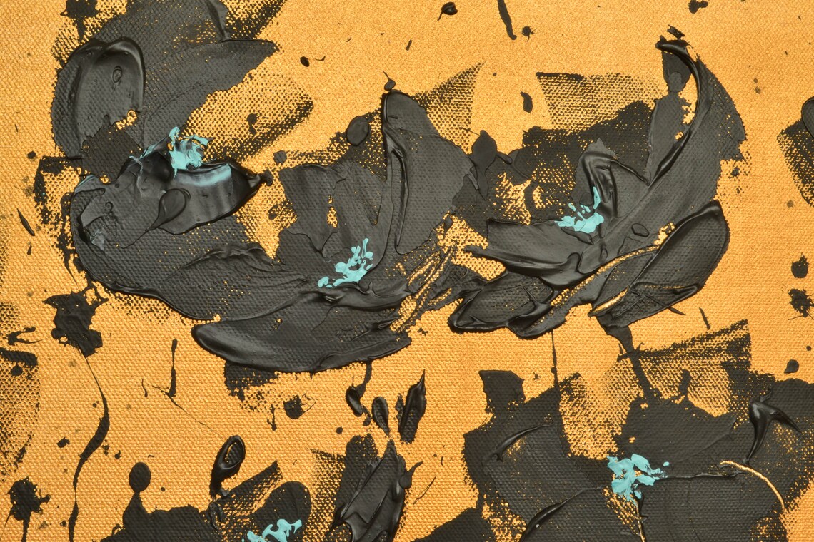 Extremely Unique Black Gold Painting Extra Large Wall Art | Etsy