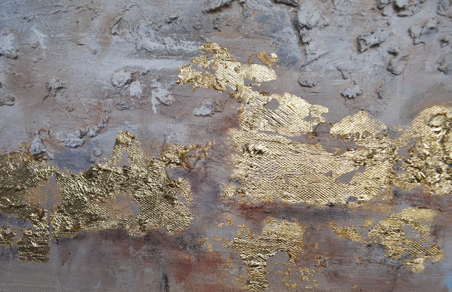Extremely Unique Gold Beige Painting Gold Leaf Impasto Fog Art - Etsy