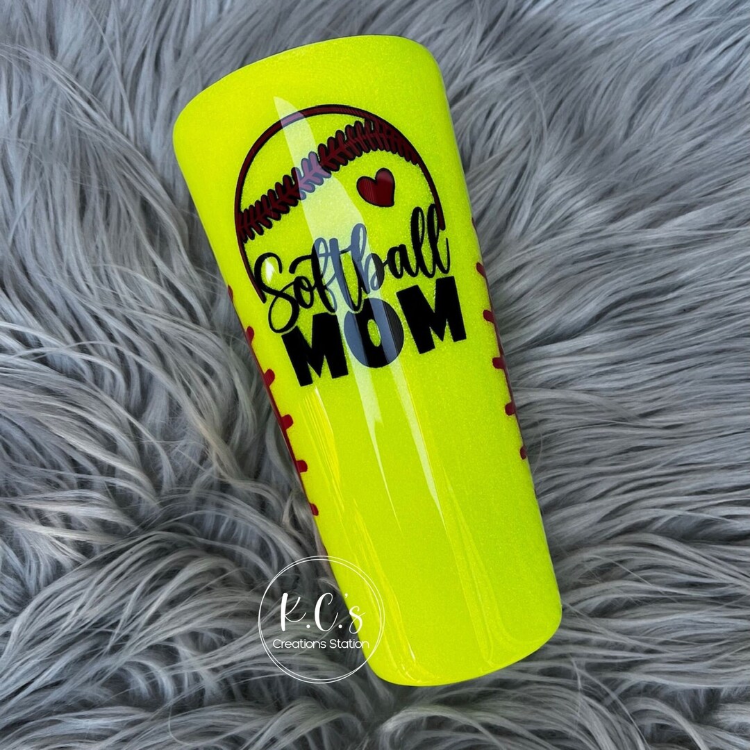 Softball Mom Glitter Tumbler, Custom Softball Mug, Sports Mom Gift ...