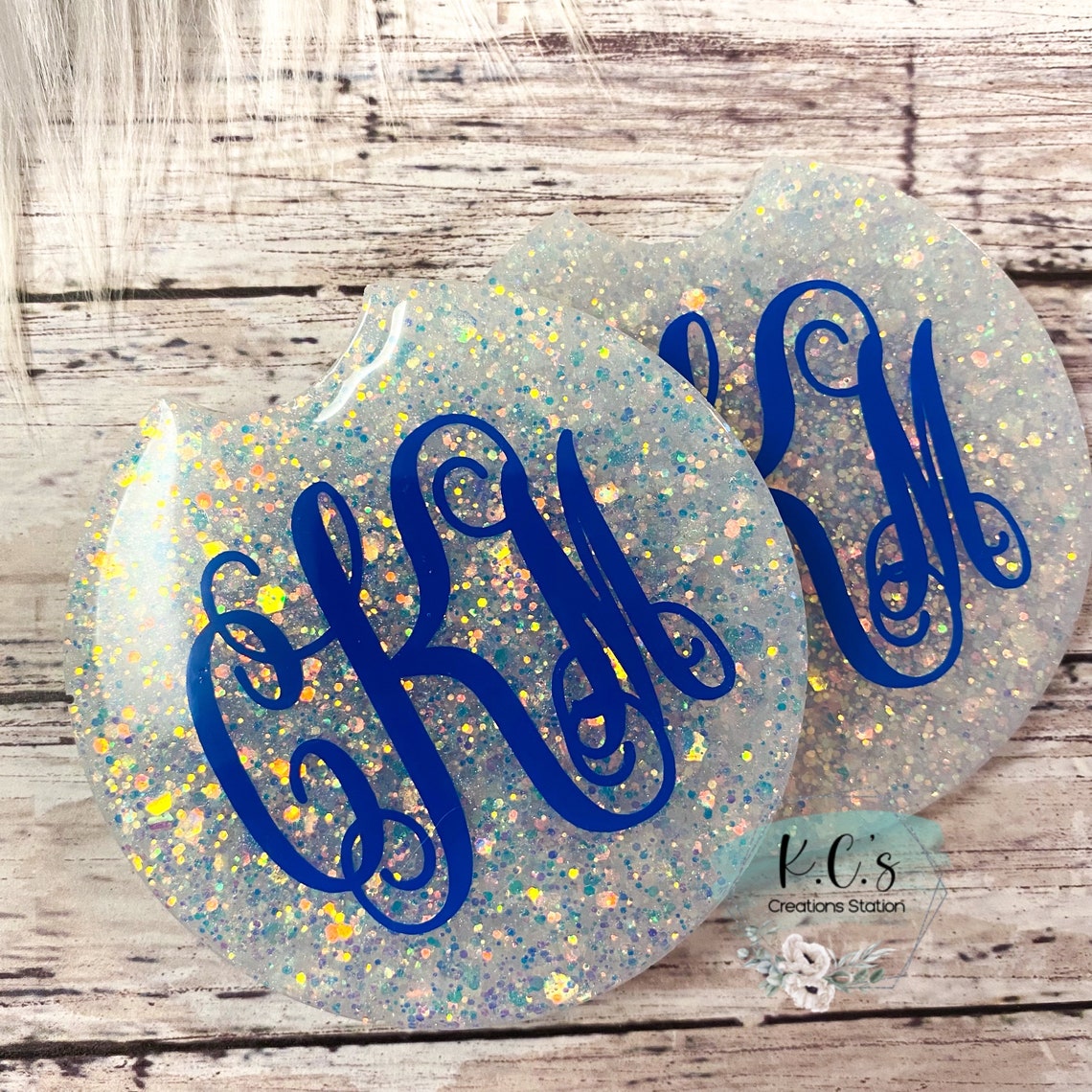 Monogrammed Car Coasters, Glitter Car Coaster, Personalized Glitter Car ...