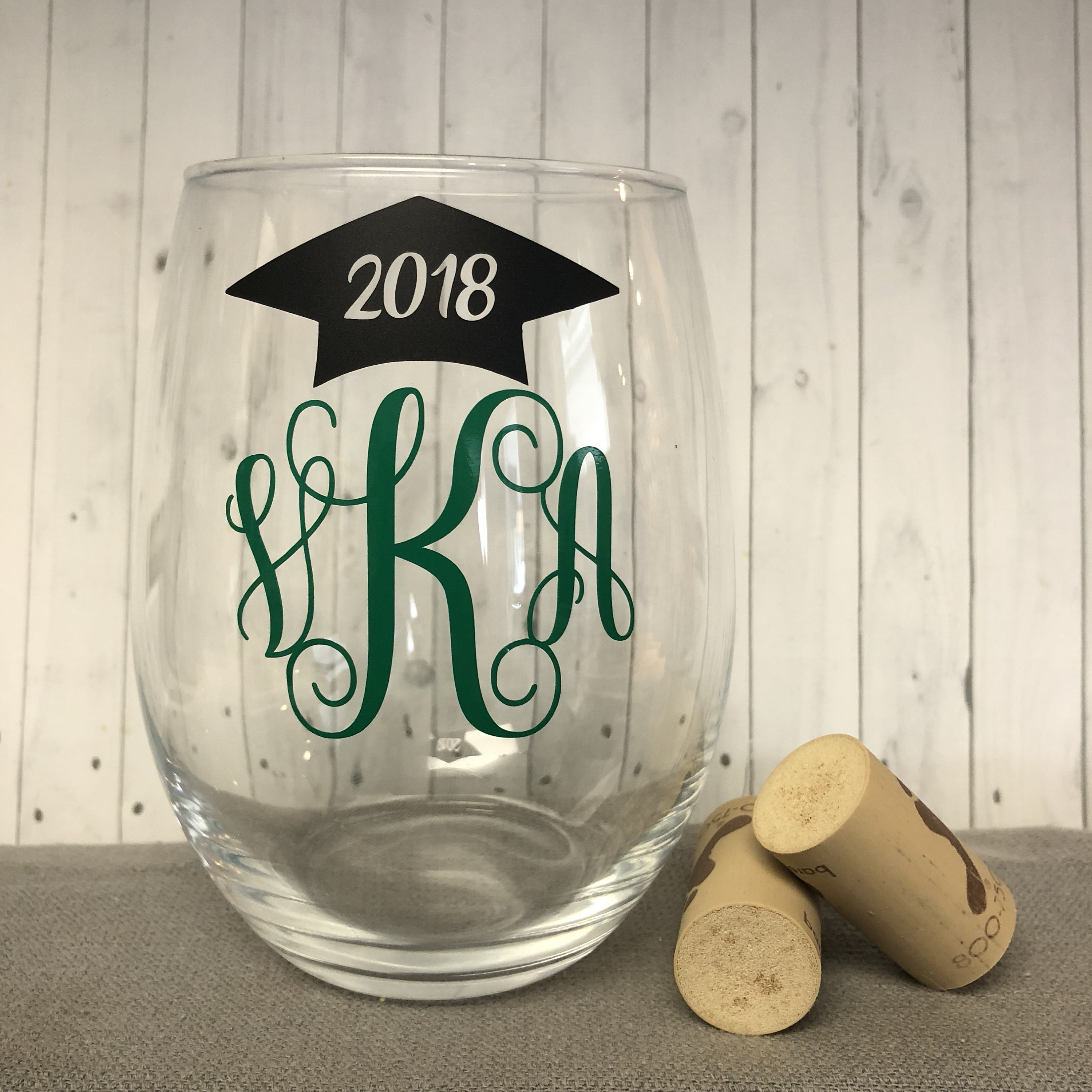 Monogram Graduation Glass College Graduation Gift Grad Gift - Etsy