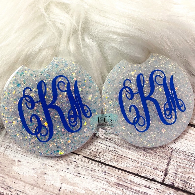 Monogrammed Car Coasters Glitter Car Coaster Personalized - Etsy