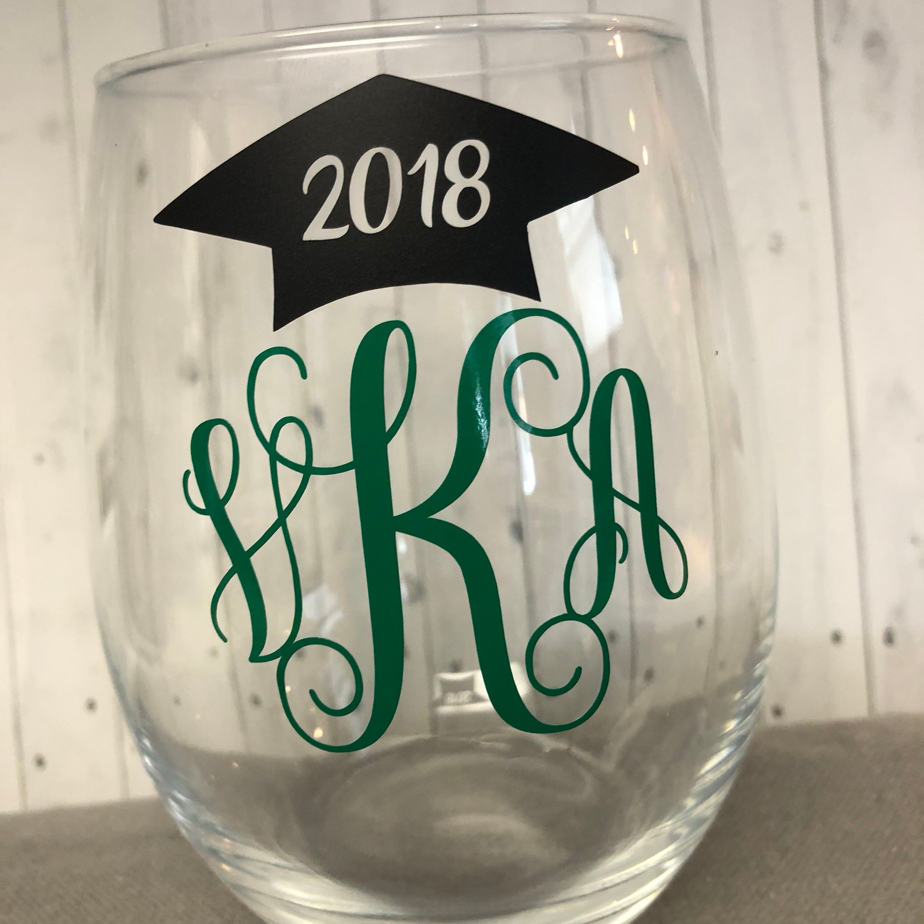 Monogram Graduation Glass College Graduation Gift Grad Gift - Etsy