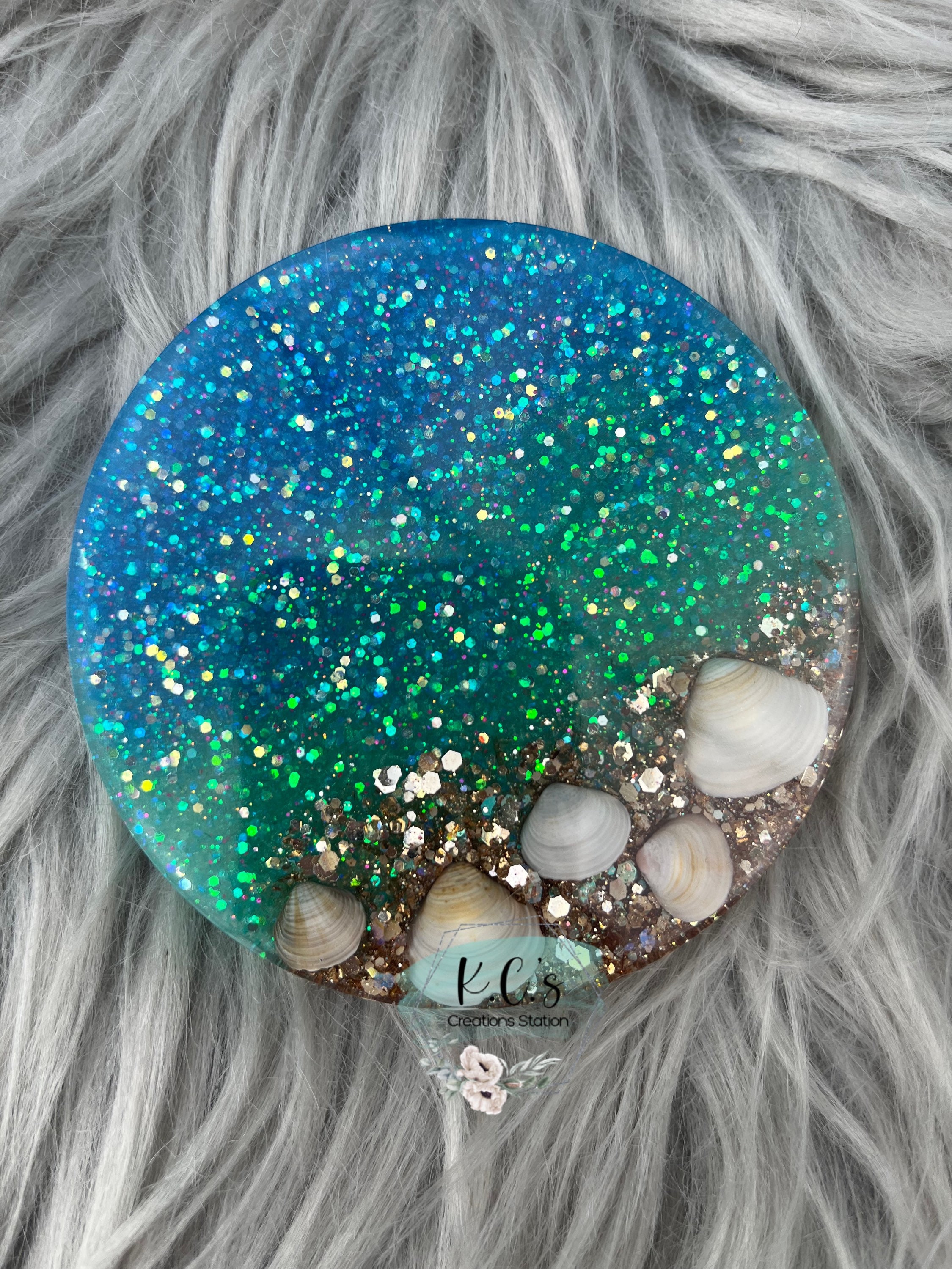 Beach Themed Coasters Sea Shells and Glitter Coaster Set - Etsy