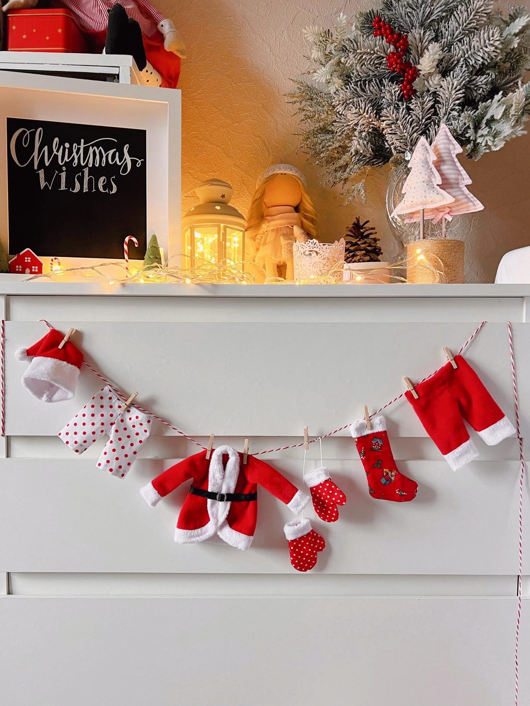 Santa's Laundry Garland, Christmas Mini Clothesline, Santa Clothes ...