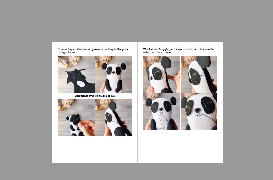Panda Toy PDF Tutorial Sewing Pattern for Doll Panda DIY Ready to Print ...