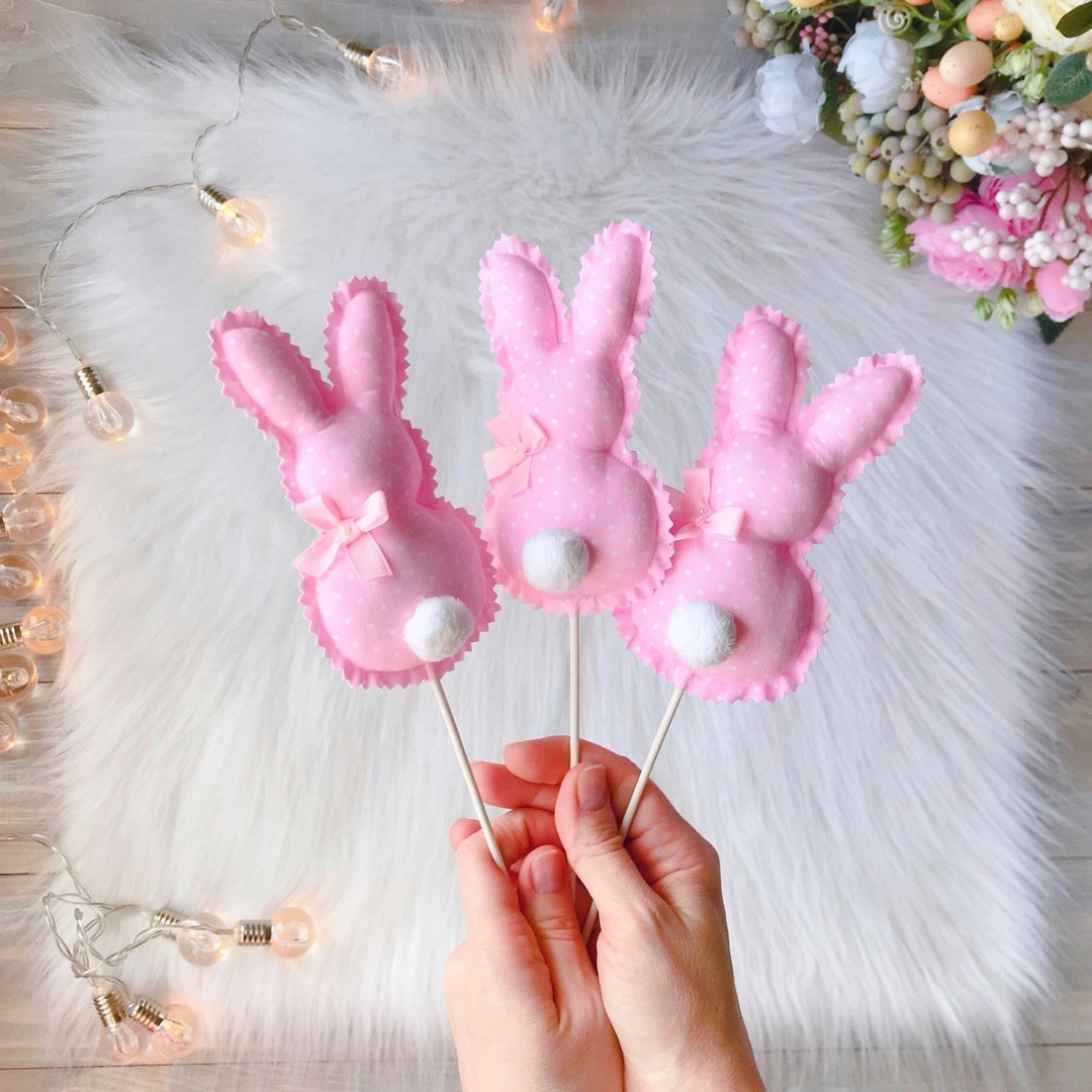 Pink Easter Bunny Ornament Easter Decorations Easter Topper Stuffed ...