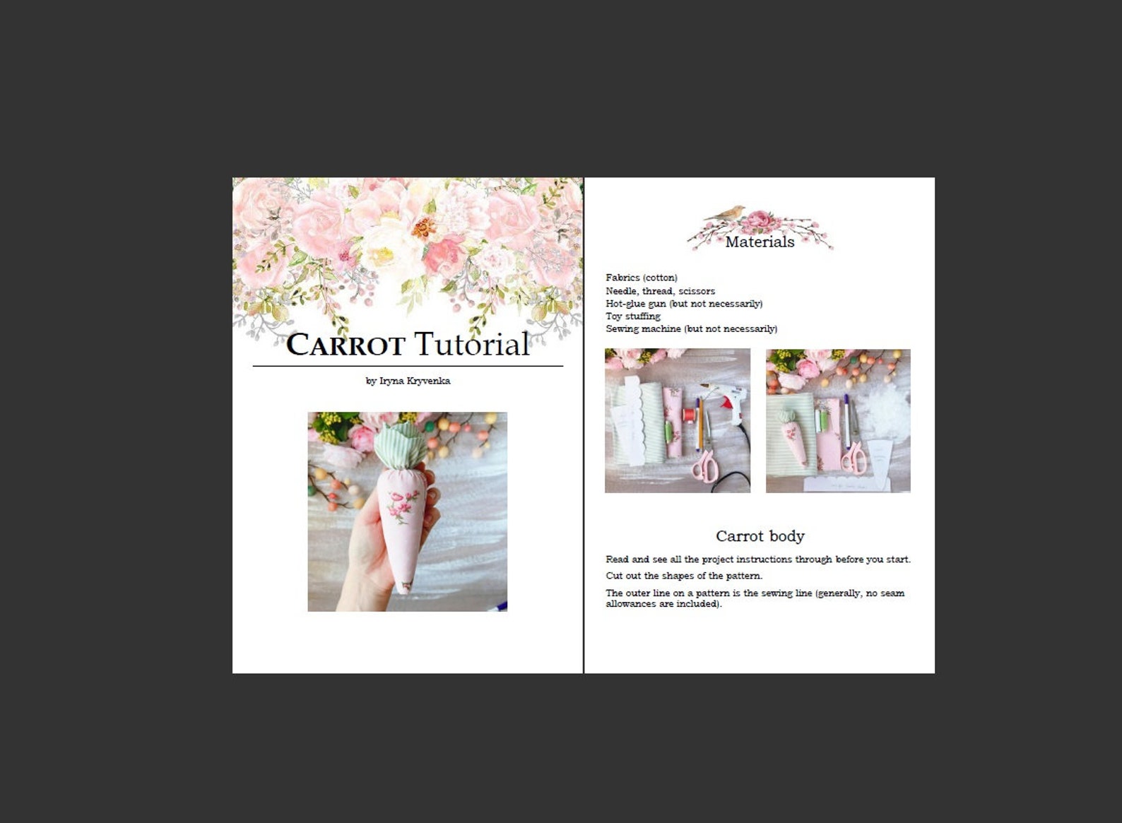 Carrot PDF Tutorial Fabric Carrots Easter Carrot Pattern - Etsy