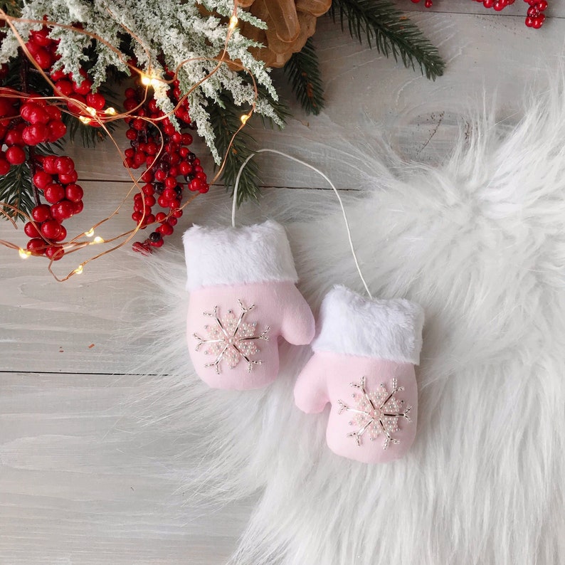 Pink Mini Mitten Ornament Snowflake Ornament Christmas Present ...