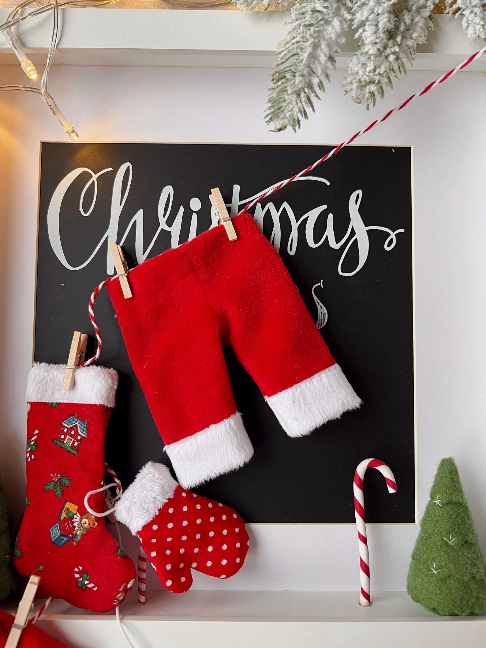 Santa's Laundry Garland, Christmas Mini Clothesline, Santa Clothes ...