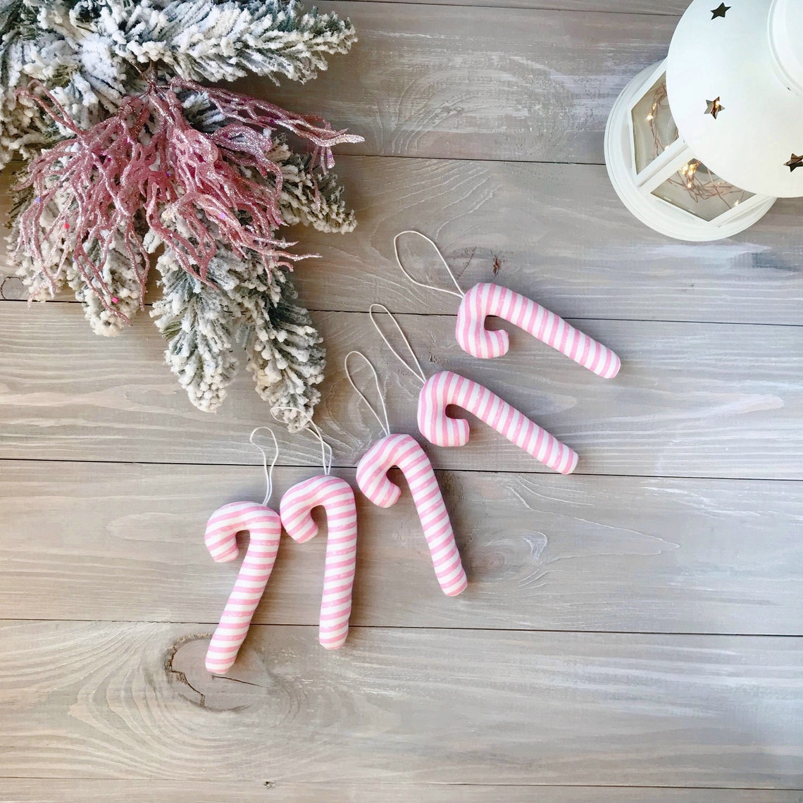 Pink Candy Cane Ornaments Set 5 Pink Christmas Decorations | Etsy