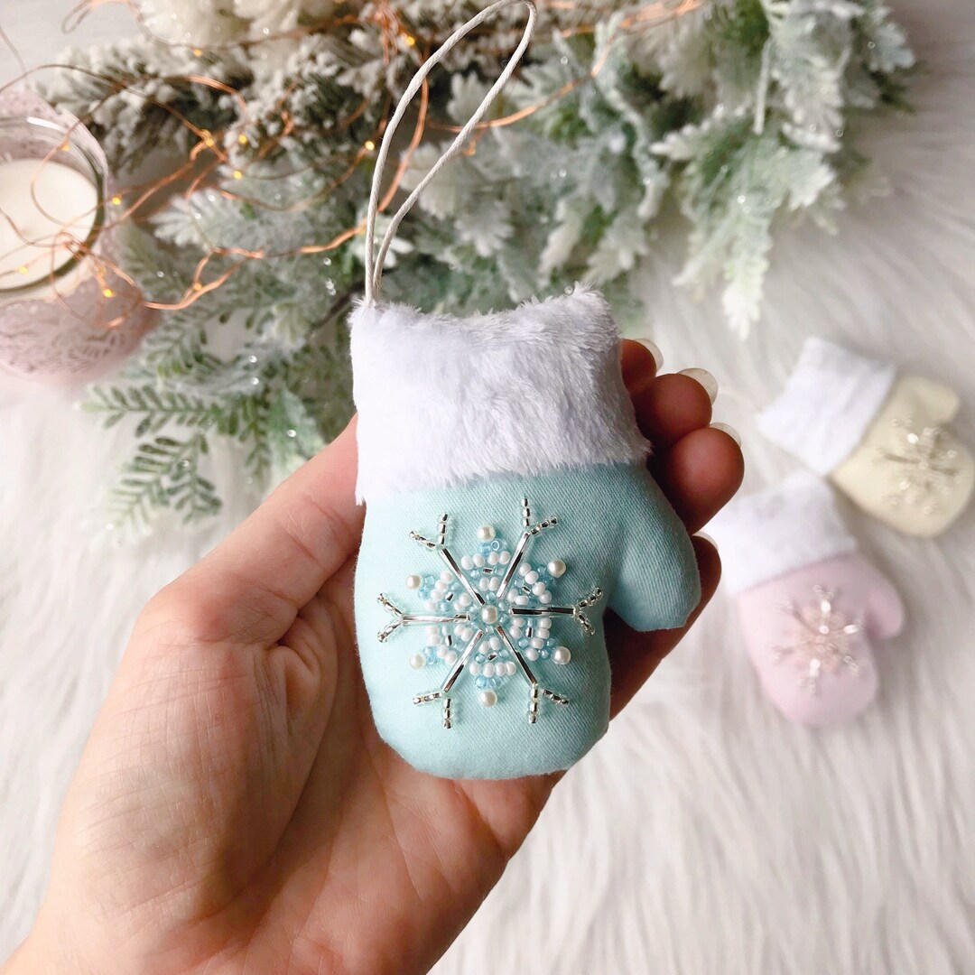 Blue Mini Mitten Ornament Snowflake Ornament Christmas Present ...