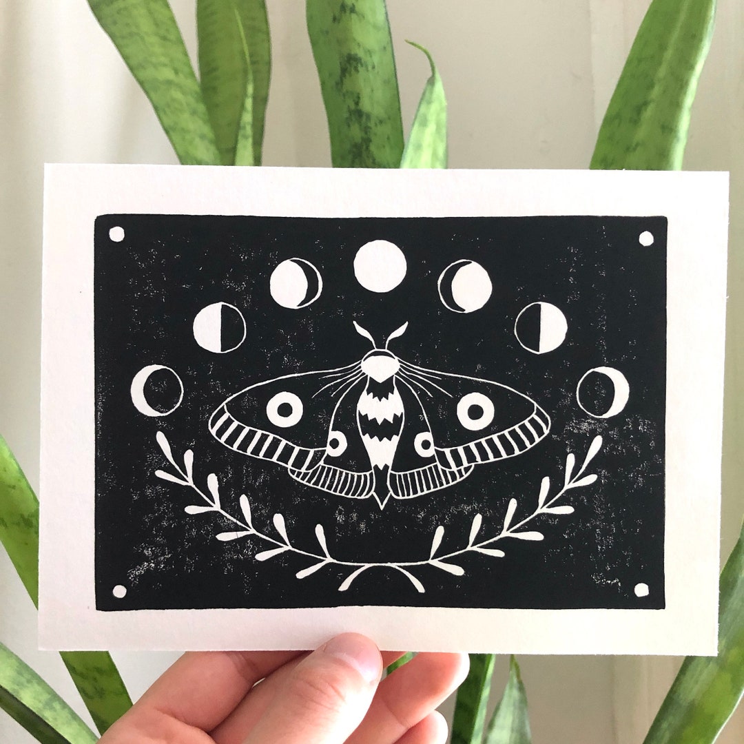 Moth Moon Phase Print Moth Art Moon Print Art Moon Phases - Etsy