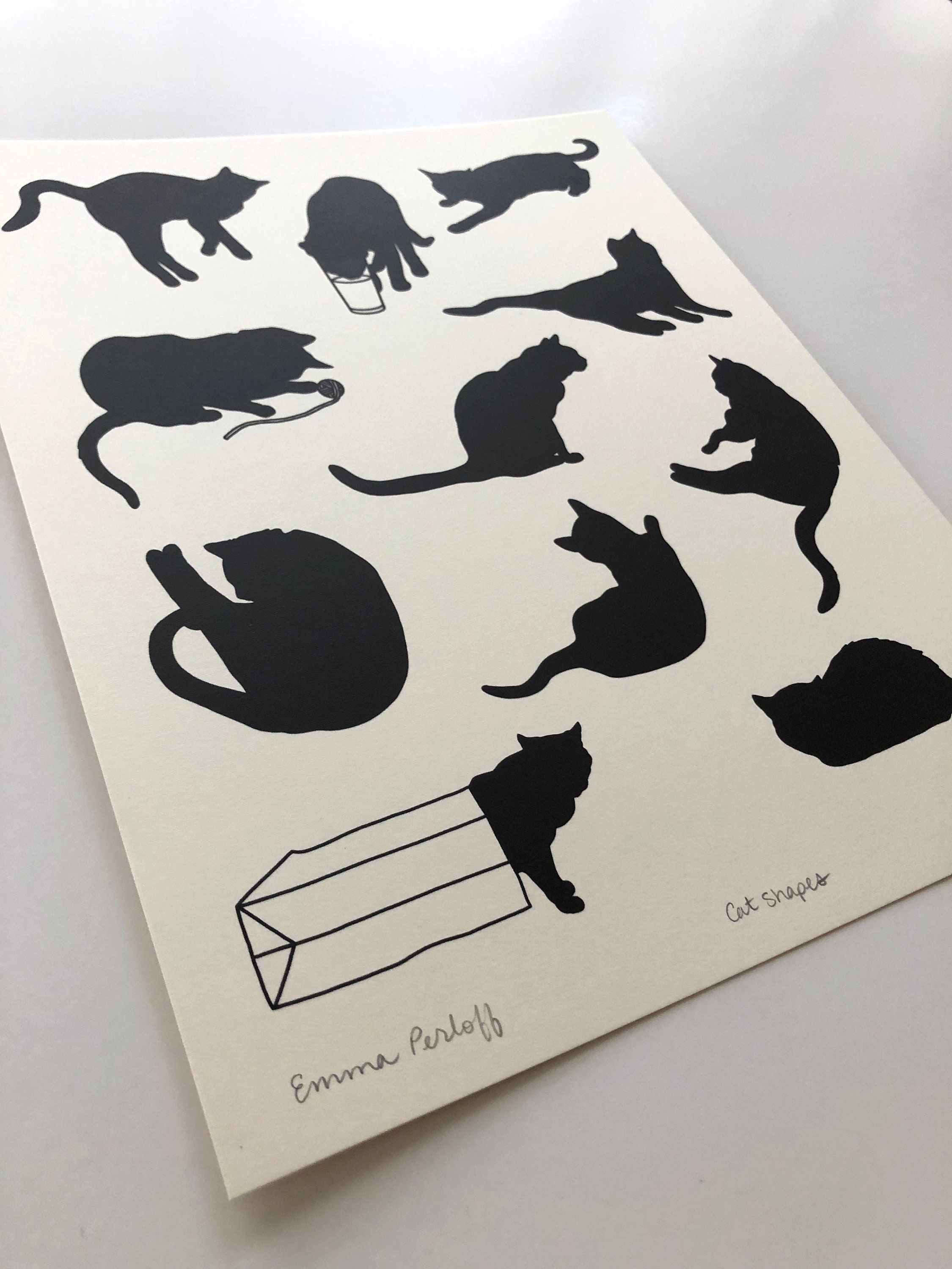 Cat Shapes Poster Cat Illustration Print Cat Wall Art Decor - Etsy UK