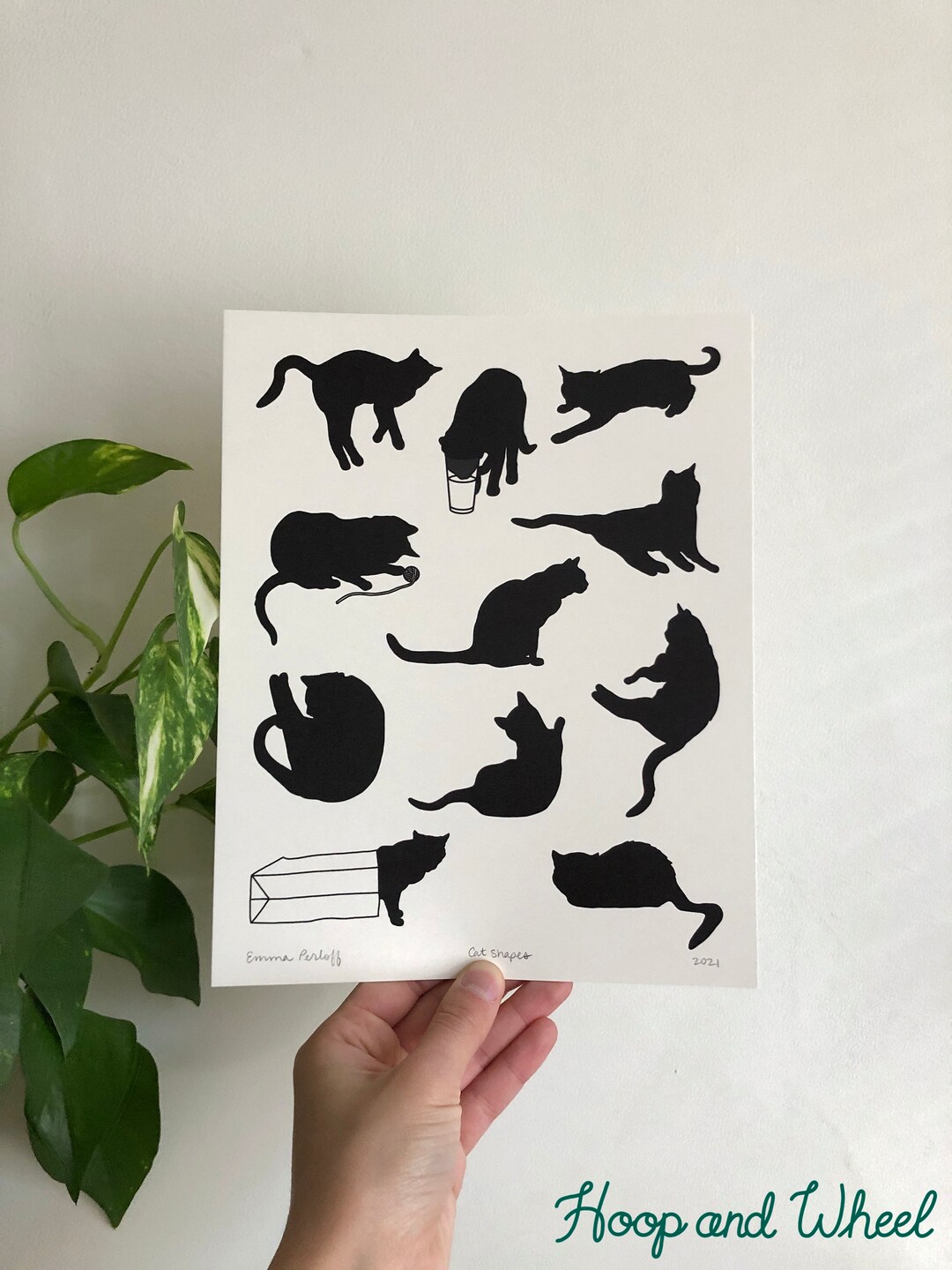 Cat Shapes Poster, Cat Illustration Print, Cat Wall Art Decor, Cat ...