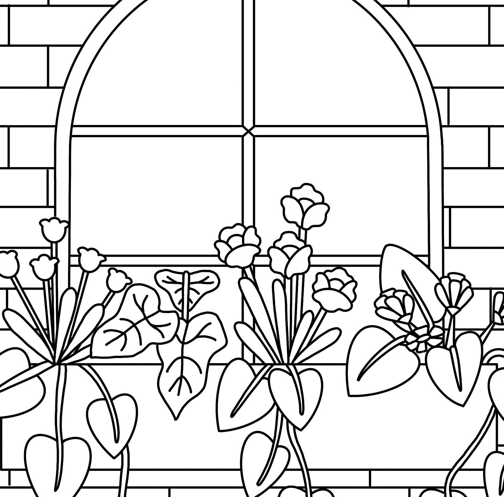 Window Plants Coloring Page Printable Coloring Quarantine | Etsy