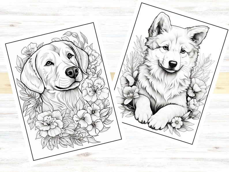 75 Printable Floral Dog Coloring Pages for Mental Health and Relaxation ...
