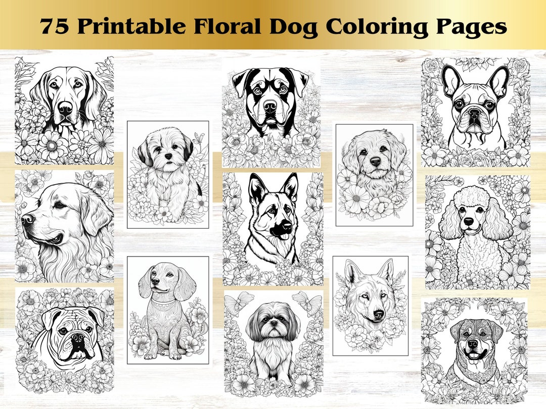75 Printable Floral Dog Coloring Pages for Mental Health and Relaxation ...