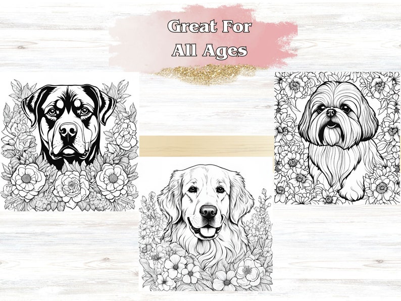75 Printable Floral Dog Coloring Pages for Mental Health and Relaxation ...