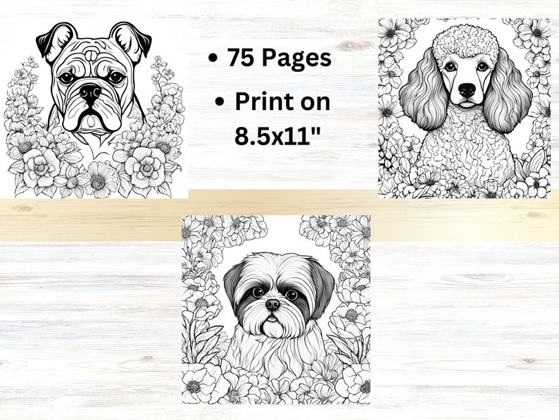75 Printable Floral Dog Coloring Pages for Mental Health and Relaxation ...