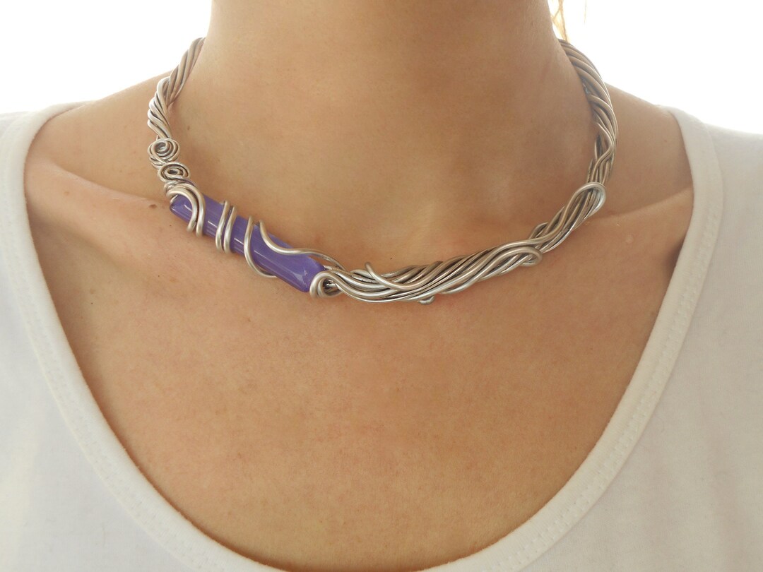 Aluminum Necklace Statement Metal Necklace Handmade Choker Artistic ...