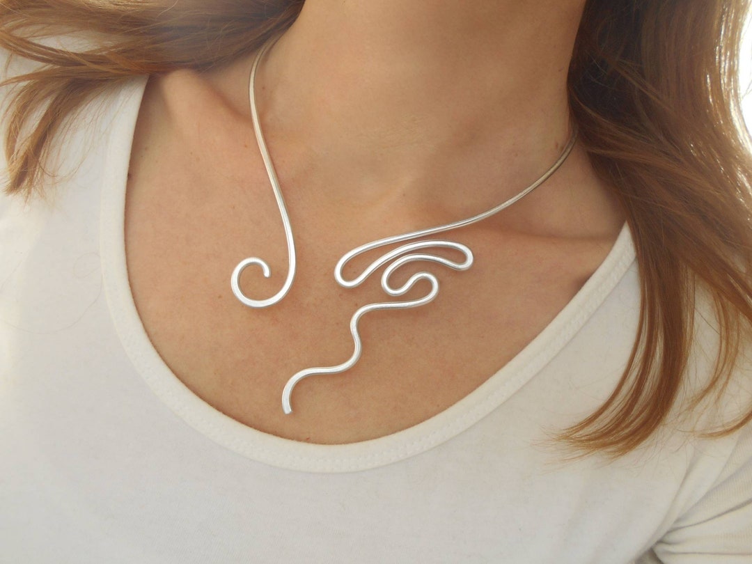Unusual Choker Necklace Abstract Necklace Open Necklace Statement Metal ...