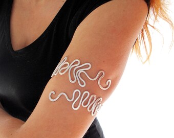 Silver arm cuff | Etsy