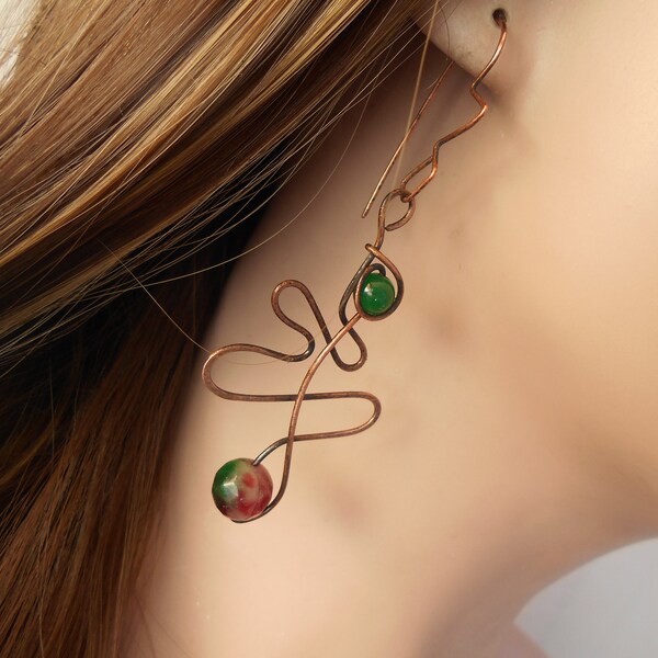 Copper Wire Earrings - Etsy