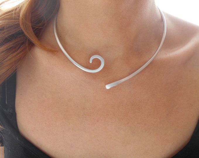 Simple Choker Necklace Open Collar Necklace Silver Wire Necklace ...