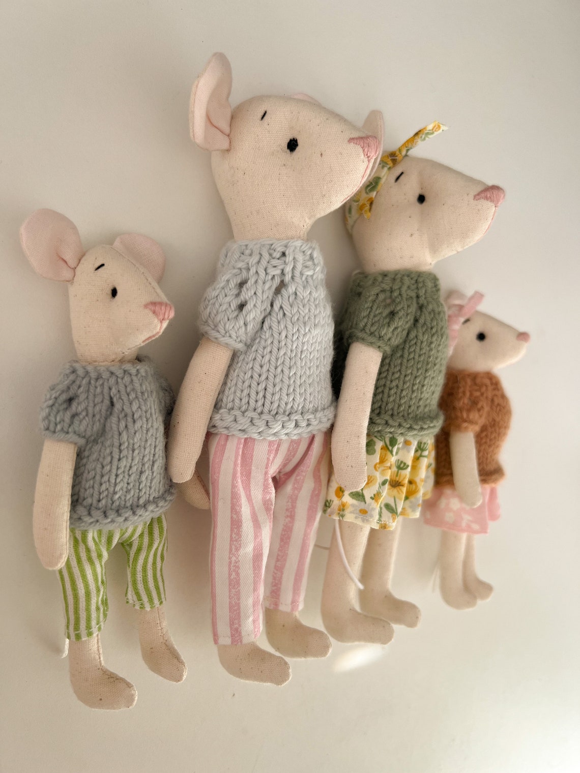 Mouse Family Doll House Toys Puppets Handsewn Miniature Toys - Etsy