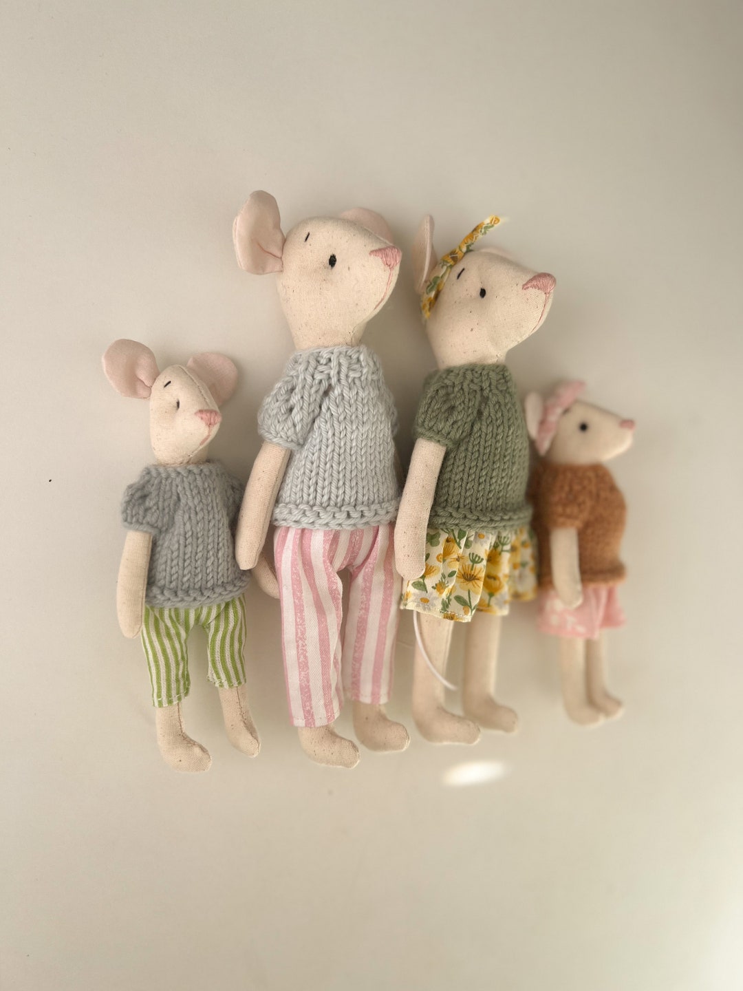Mouse Family Doll House Toys Puppets Handsewn Miniature Toys - Etsy