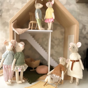 Mouse Family Doll House Toys Puppets GRANDPARENTS Handsewn Miniature ...