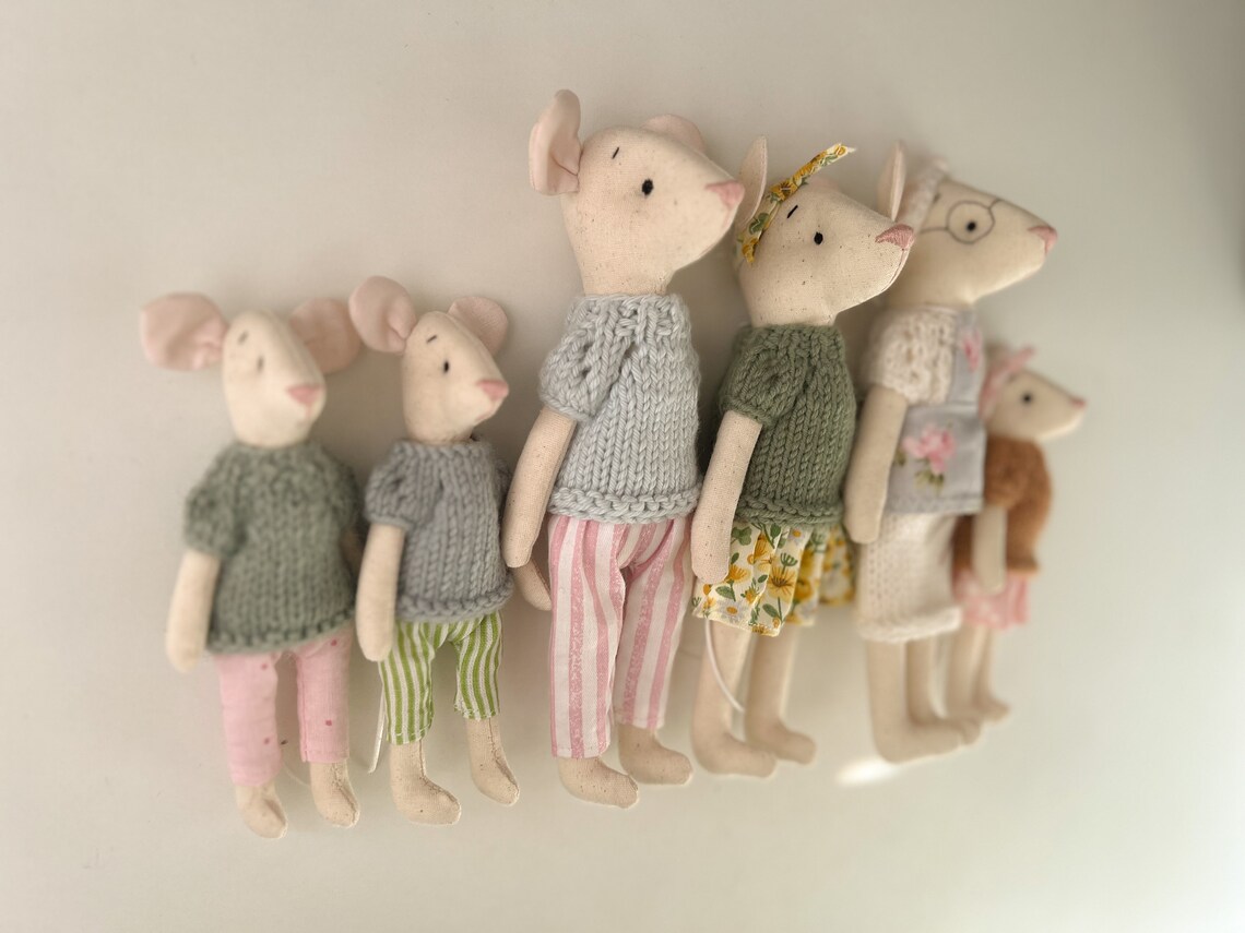 Mouse Family Doll House Toys Puppets Handsewn Miniature Toys - Etsy