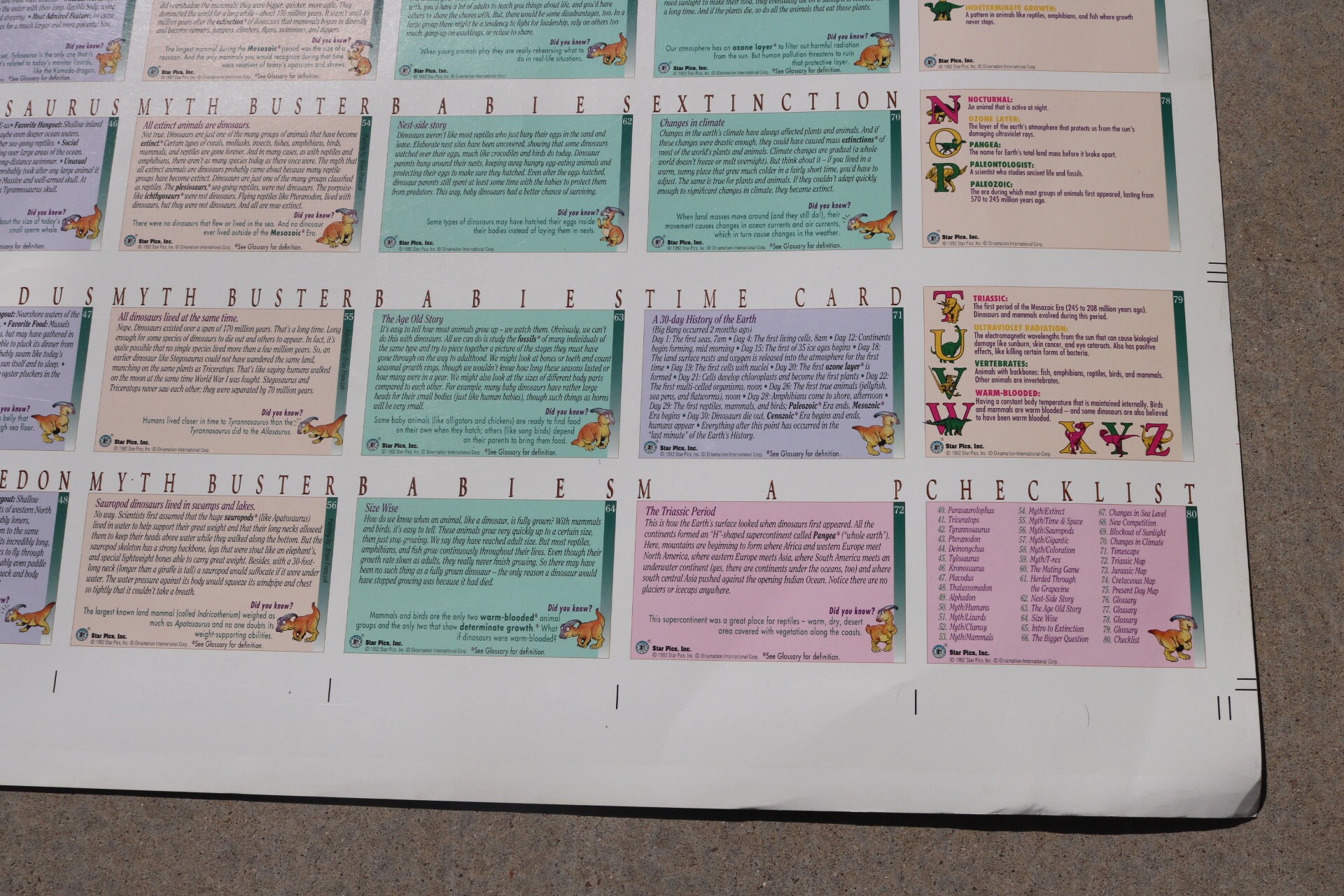 Dinamation Dino Cards (1992) UNCUT Sheet From Star Pics Factory ...