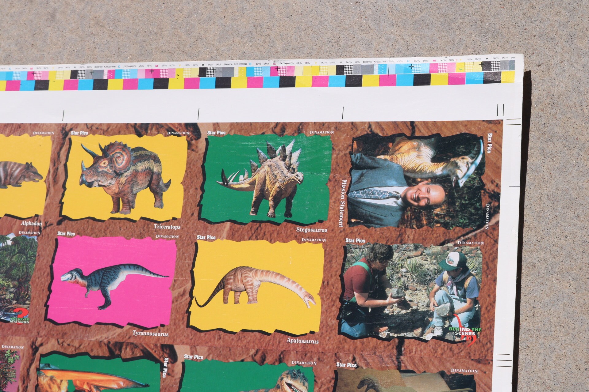 Dinamation Dino Cards (1992) UNCUT Sheet From Star Pics Factory ...