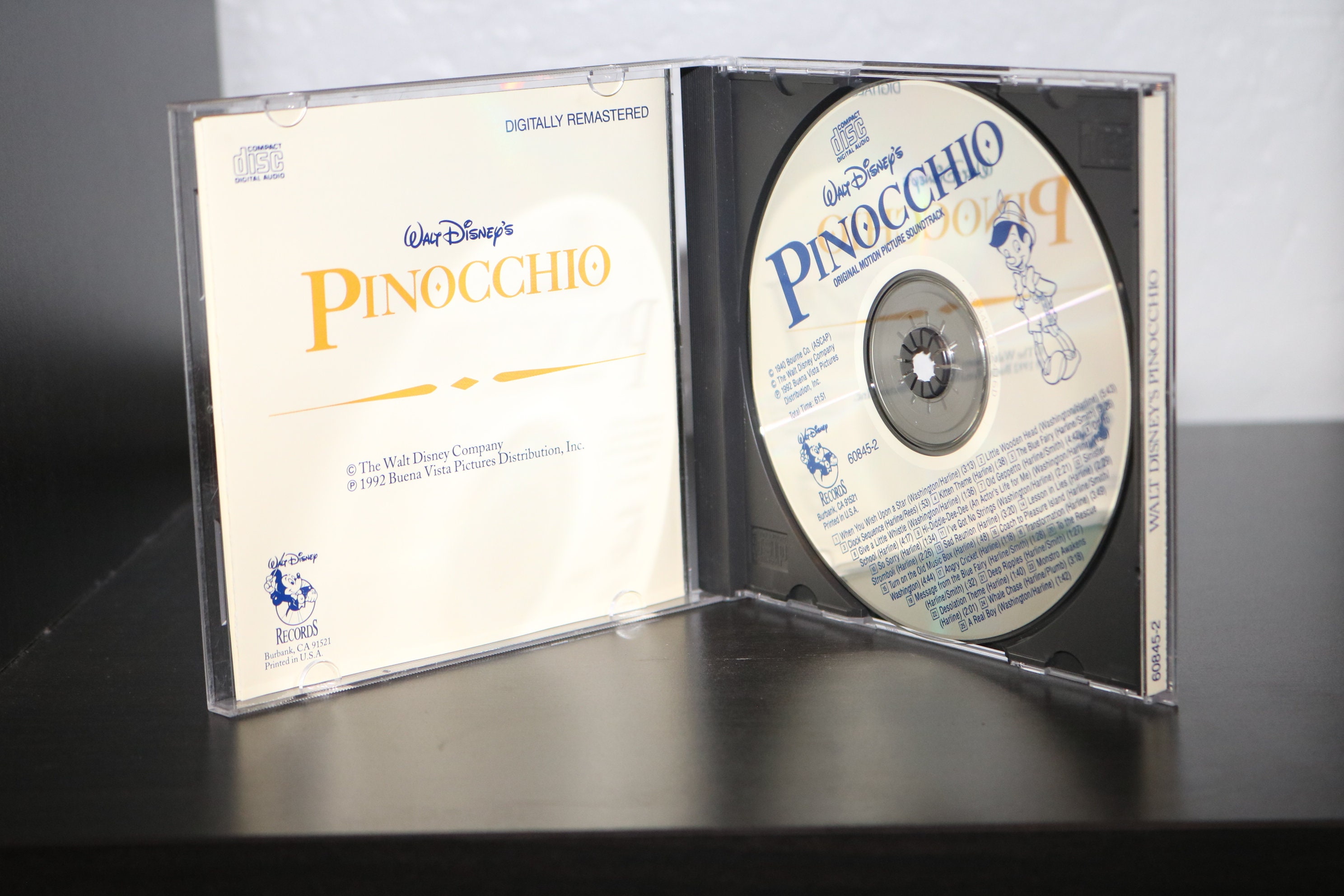 Pinocchio Walt Disney 1992 Movie Soundtrack CD - Etsy