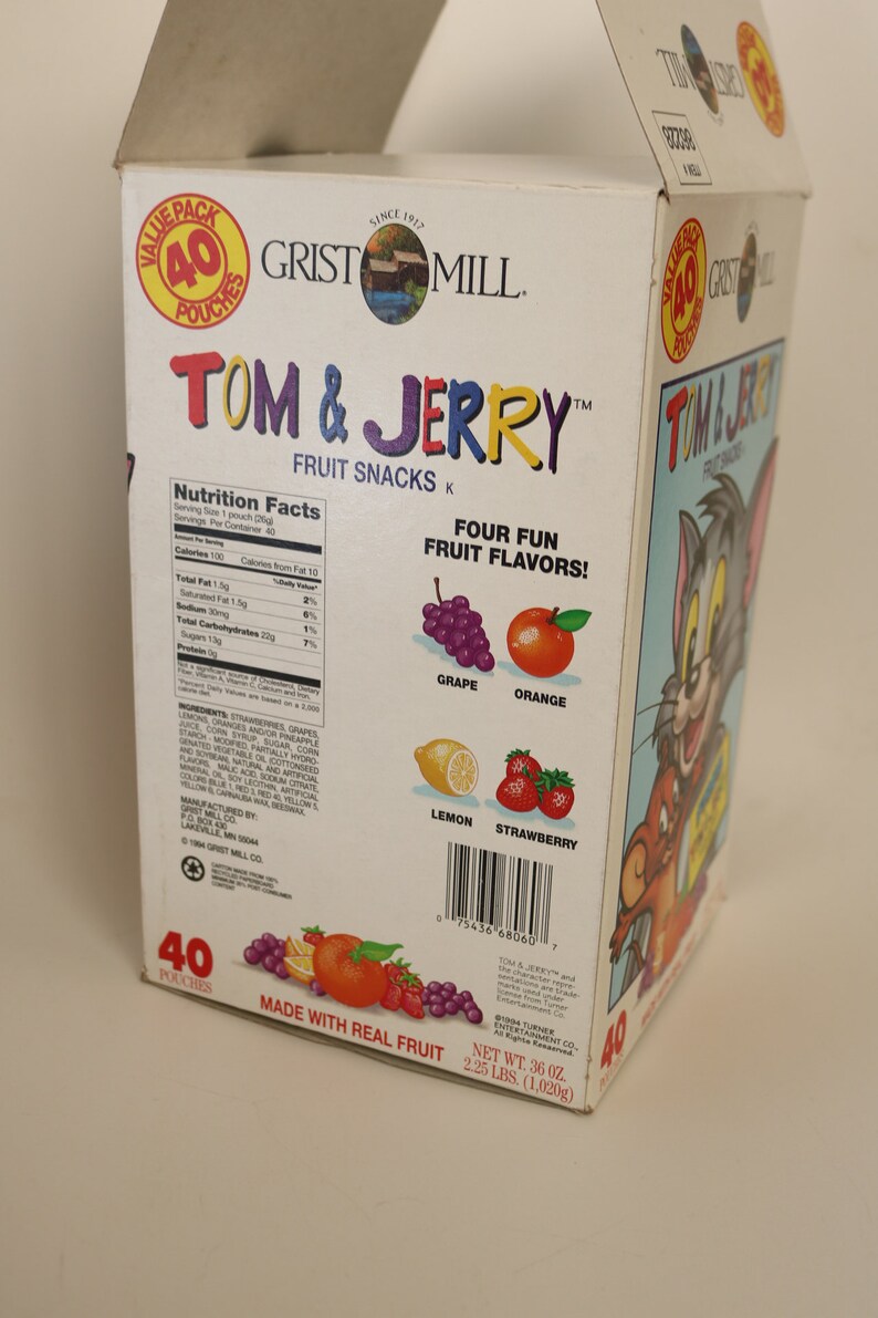 Tom & Jerry Fruit Snacks 1994 by Grist Mill Company Box - Etsy