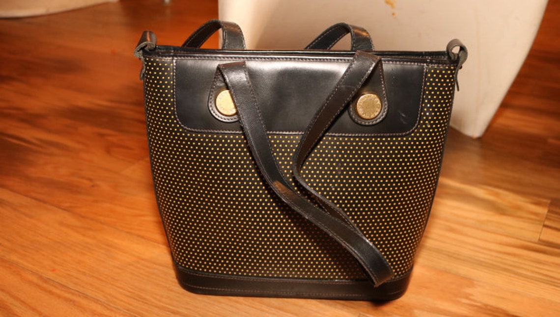 Dooney & Bourke 1990s PURSE Vintage 90s Design Black Bag Perforated and ...