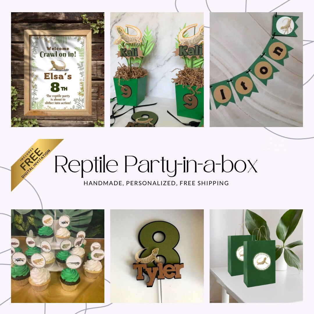 Reptile Birthday Party-in-a-box, Bearded Dragon Decoration, Lizard ...