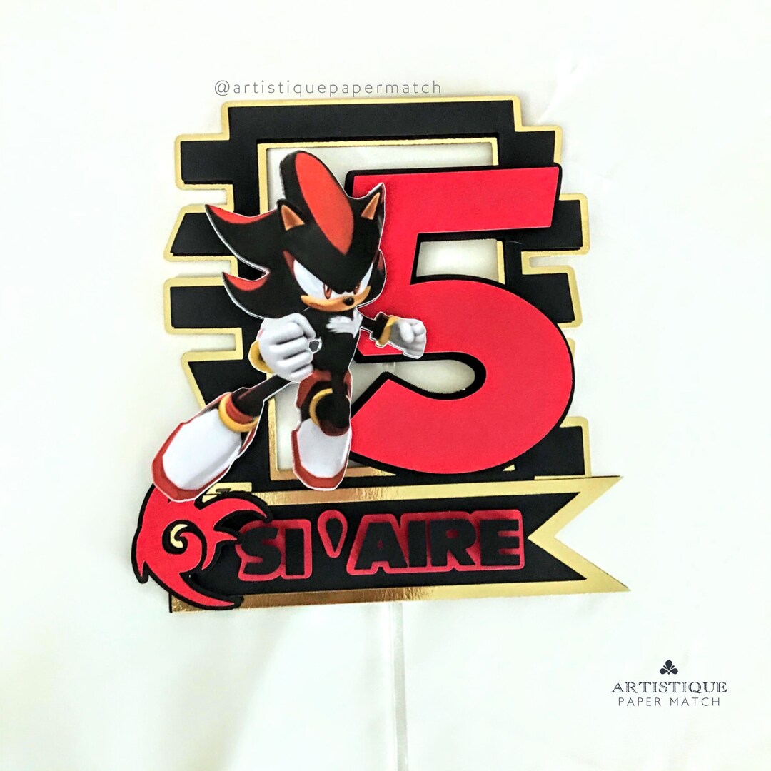 Shadow the Hedgehog Inspired Cake Topper, Shadow Birthday Party, Shadow ...