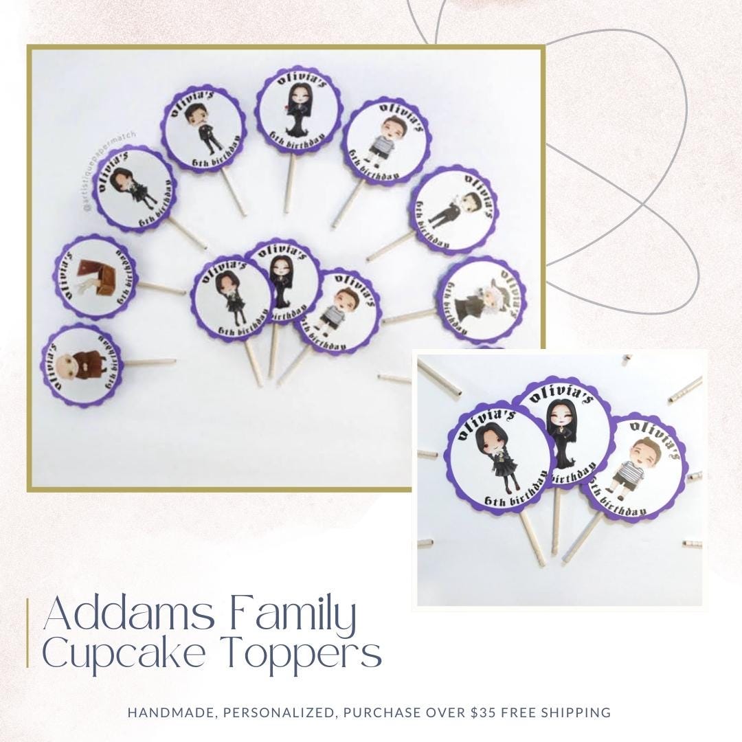 Addams Family Cupcake Toppers Inspired, Addams Family Birthday Party ...