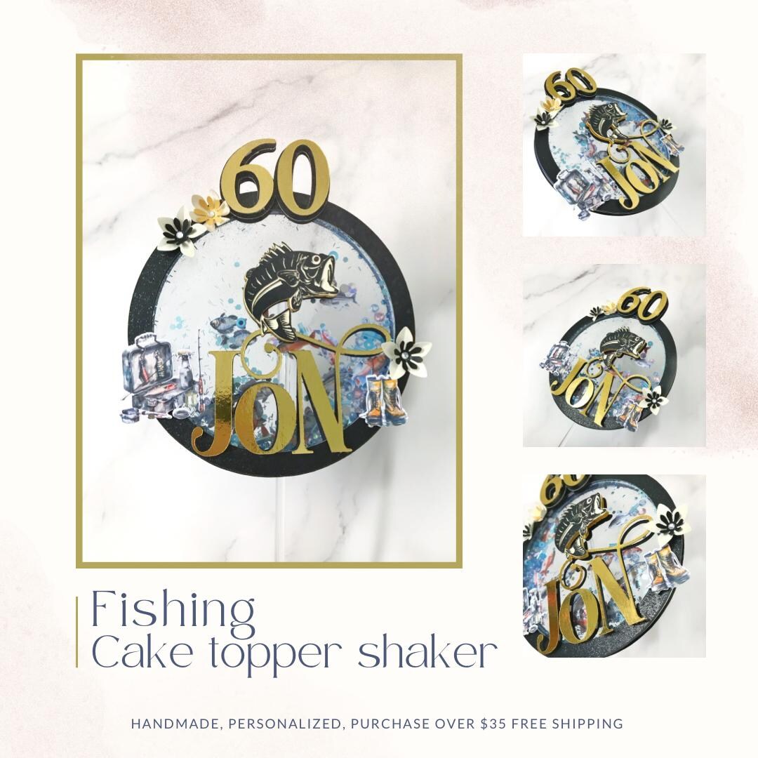Fishing Cake Topper Shaker, Custom Fishing Cake Topper, Bass Lover ...
